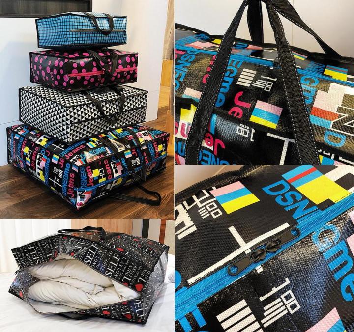 Nylon Large Storage Reusable Beg Guni Besar Berzip Laundry Beg Recycle ...