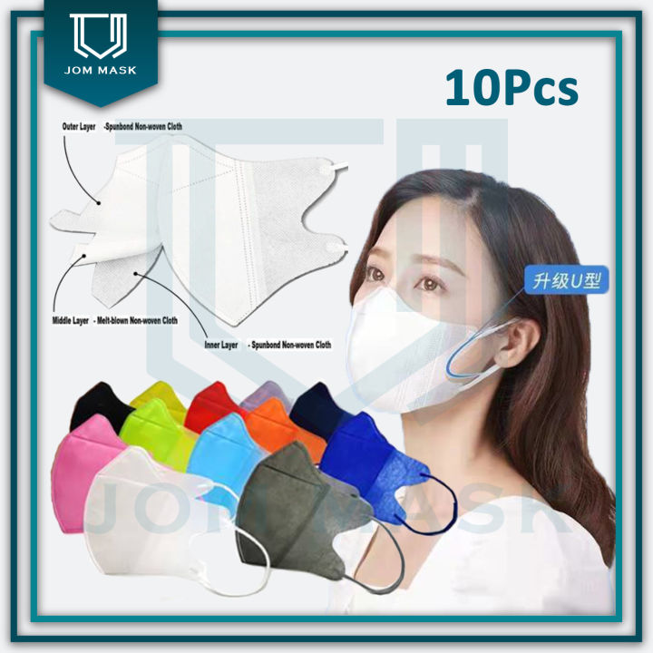 JOM MASK 10PCS 3D Color Duckbill Mask 3Ply Disposable Mask Face Earloop ...