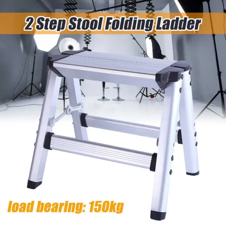 Aluminium Platform 2-Step Tool Folding Ladder Maximum 150KG Load Anti ...