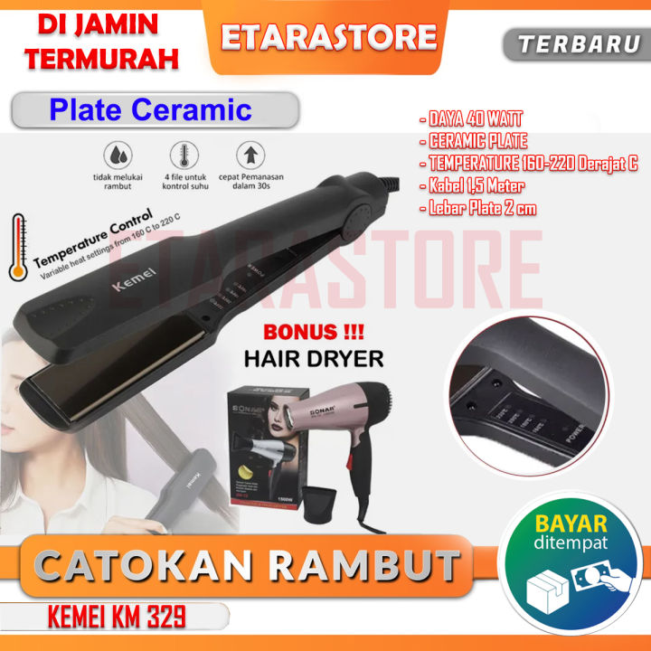 kemei catok rambut/alat catok/catokan curly rambut km 329 catokan ...