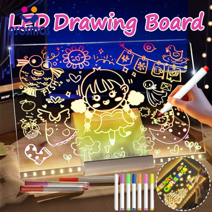 LED Luminous Drawing Board - Erasable Acrylic Writing Board for Kids ...