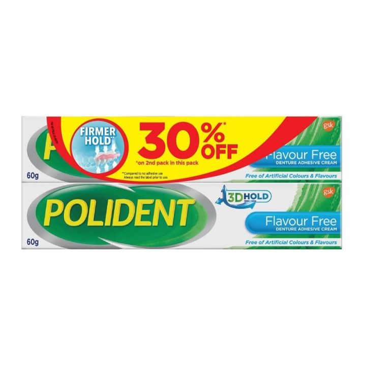 POLIDENT Denture Adhesive Cream 2x60g | Lazada