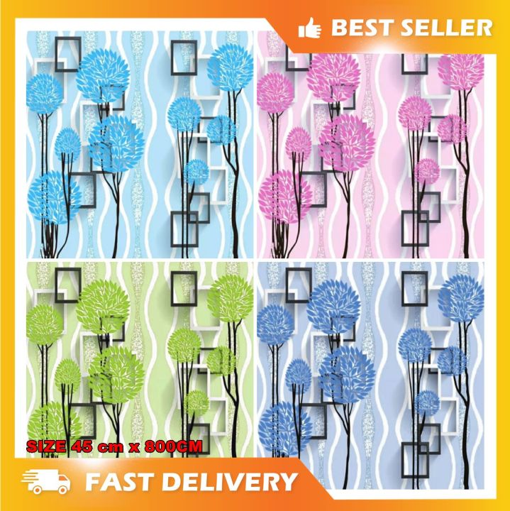 wallpaper dinding dekorasi kamar/ruang tamu uk 45 cm x 10 meter-Bunga ...