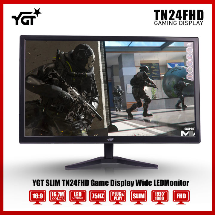 YGT SLIM TN24FHD 75HZ 1920-1080 Game Display Wide LED Monitor with VGA ...