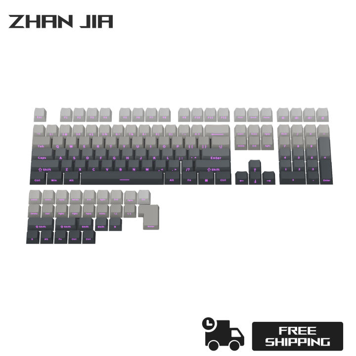 Gradient gray DIY mechanical keyboard PBT double shot mechanical ...