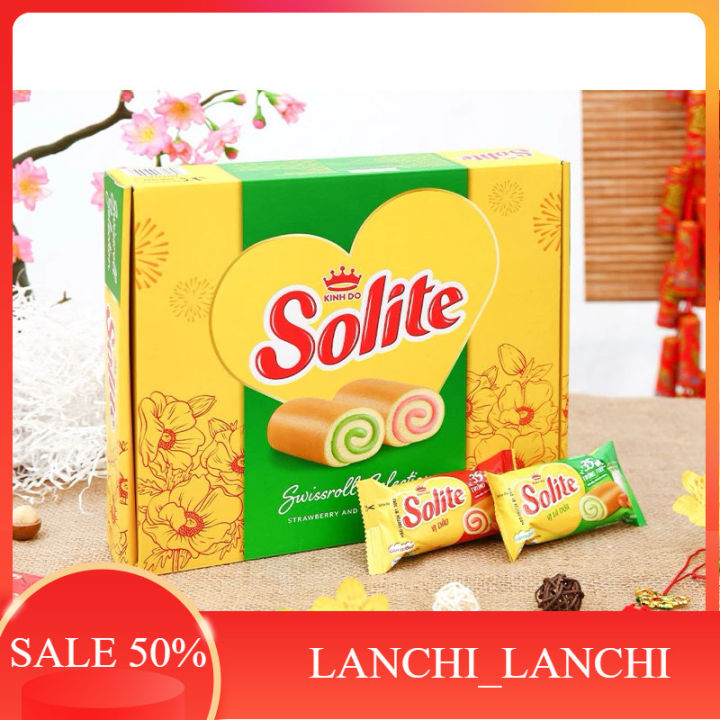 BÁNH CUỘN SOLITE 324G (KEM VỊ DÂU + KEM VỊ LÁ DỨA) TẾT 2025 | Lazada.vn