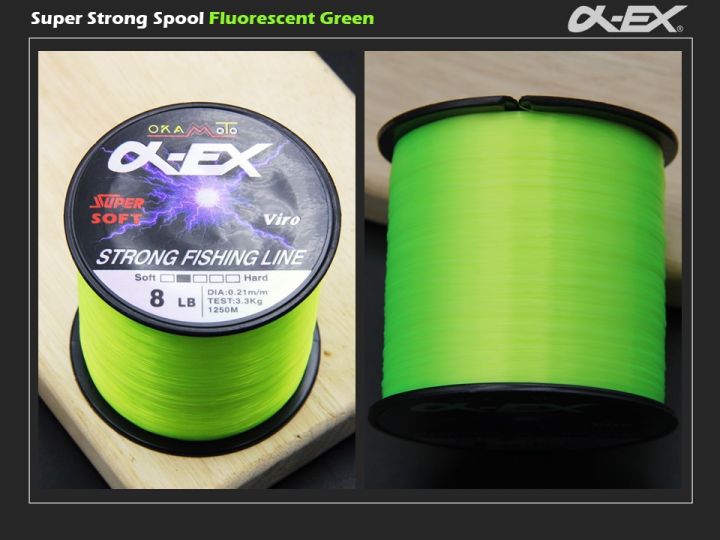 A-EX Fluorescent Green Spool Fishing Line Tangsi Nylon Monofilament ...