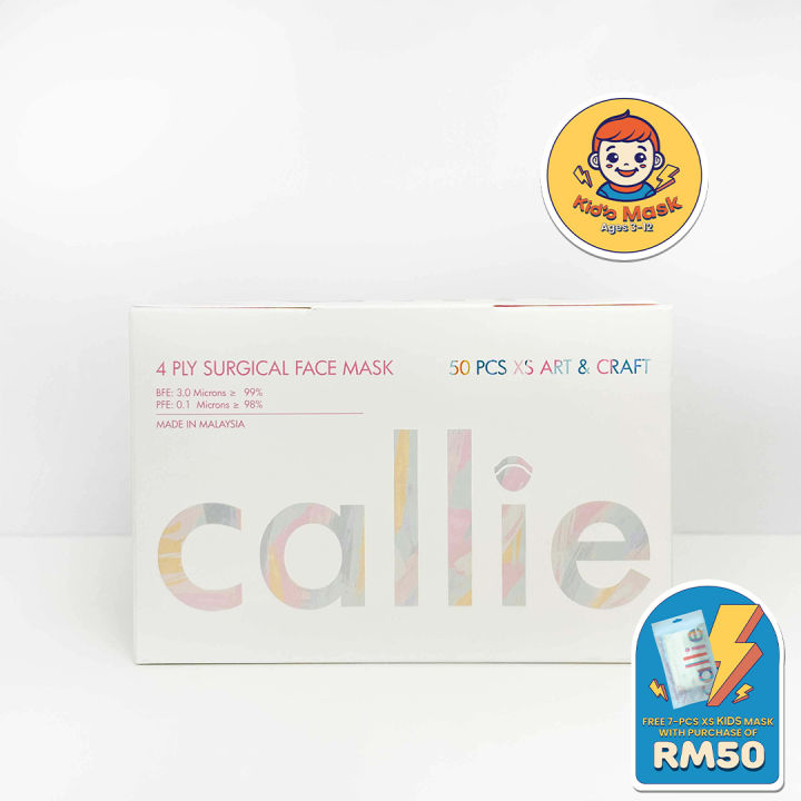 Callie 4 Ply Earloop Medical Face Mask - Art And Craft XS Edition For ...