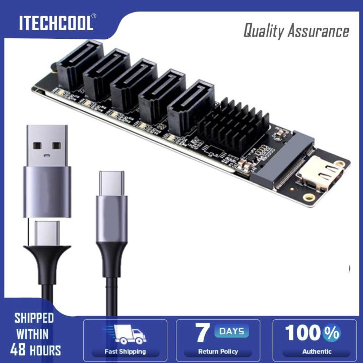 {NEW} Type C to SATA 3.0 Adapter Card 5-Port with High-Speed 6Gbps Data ...