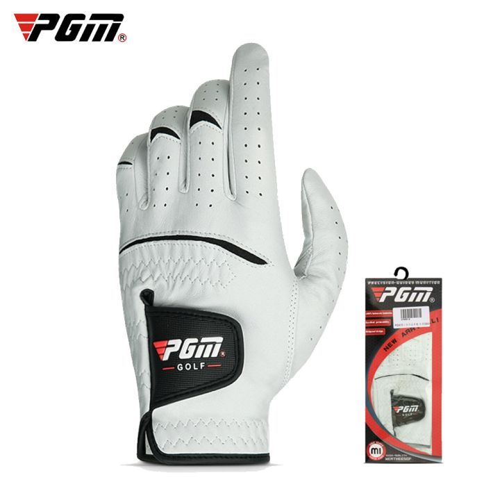 PGM Men Golf Gloves Leather Breathable Comfortable Anti-skidding Men's White Hand Glove 1pcs ...