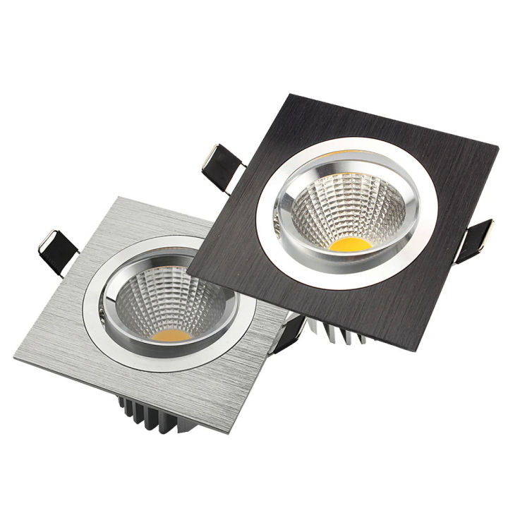 Square bright recessed LED ceiling light, 7W 9W 12W AC 110V 220V cob ...