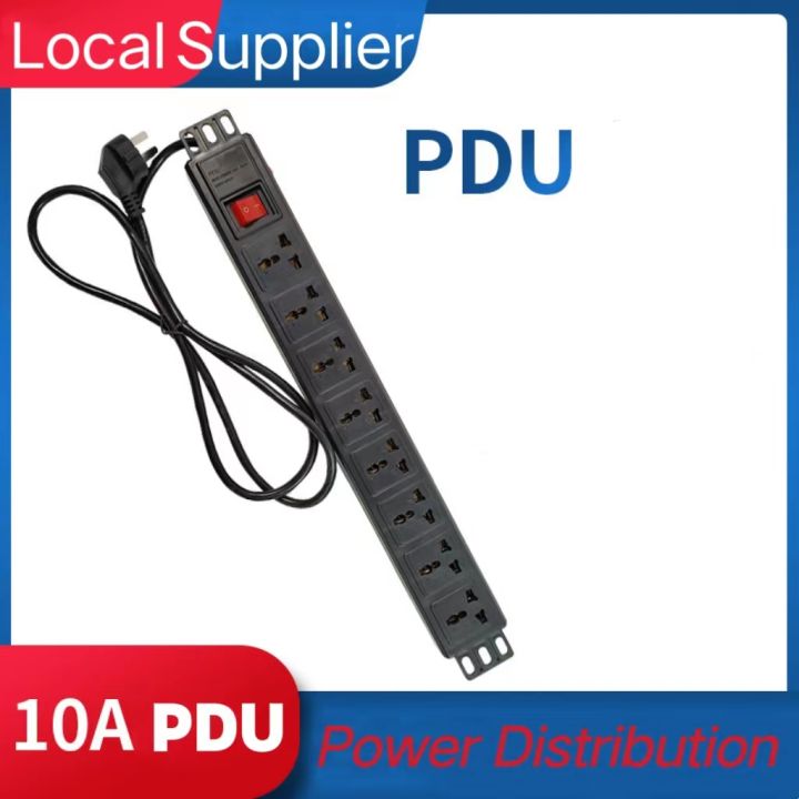 8 Slots Universal 10A Rack Mount PDU Power Distribution Unit PDU Power Strip With Overload ...