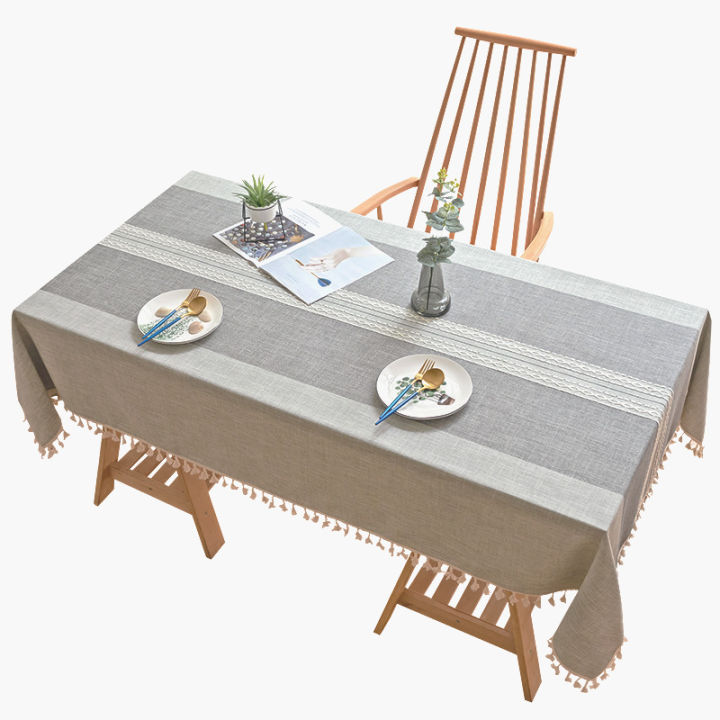Cotton tablecloth rectangular tassel tablecloth coffee tablecloth ...