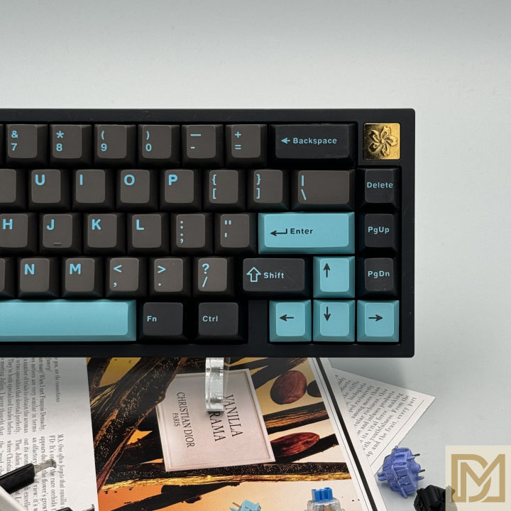 GMK Obsidian Keycap PBT Double Shot OEM Profile Black Blue Keycaps ...