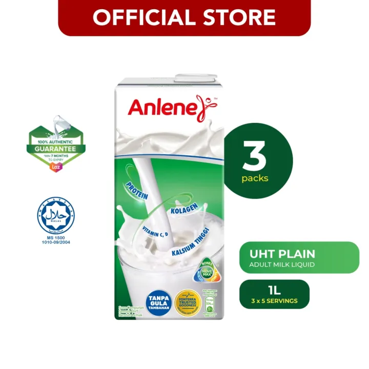 ANLENE High Calcium UHT Milk Plain (1L x 3) | Lazada