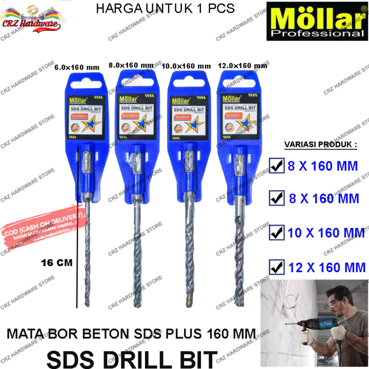 Mata Bor Beton SDS Plus 6mm 8mm 10mm 12mm Panjang 16cm | Lazada Indonesia