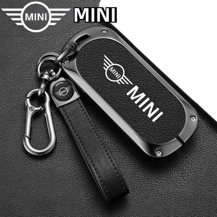 Zinc Alloy Genuine Leather Smart Car Key Case Cover Chain For BMW MINI ...