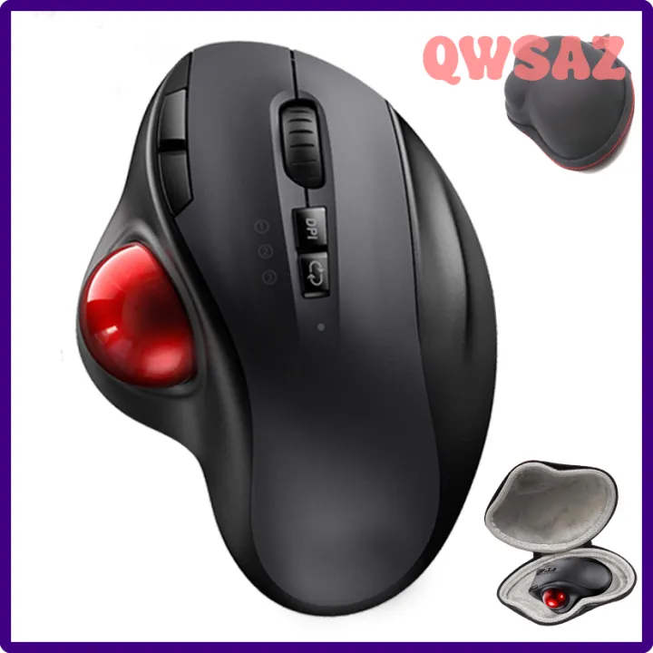 QWSAZ Bluetooth Trackball Mouse with Protective Bag Vertical ...