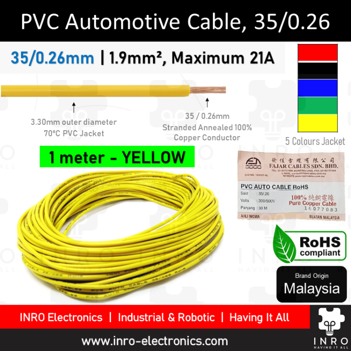 [1 meter] Fajar Cables Wayar 35/0.26 35/0.26MM (1.90mm²), Car/Lorry ...