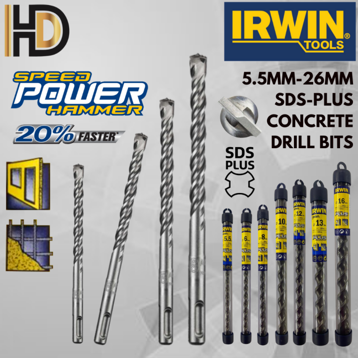 IRWIN JORAN SDS PLUS Concrete / Mansory Drill Bits SDS+ ( 5.5MM - 26MM ...