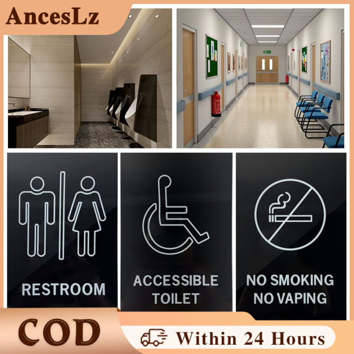 Toilet signs Restroom signs Self-Stick Restroom Signs Self-adhesive ABS ...