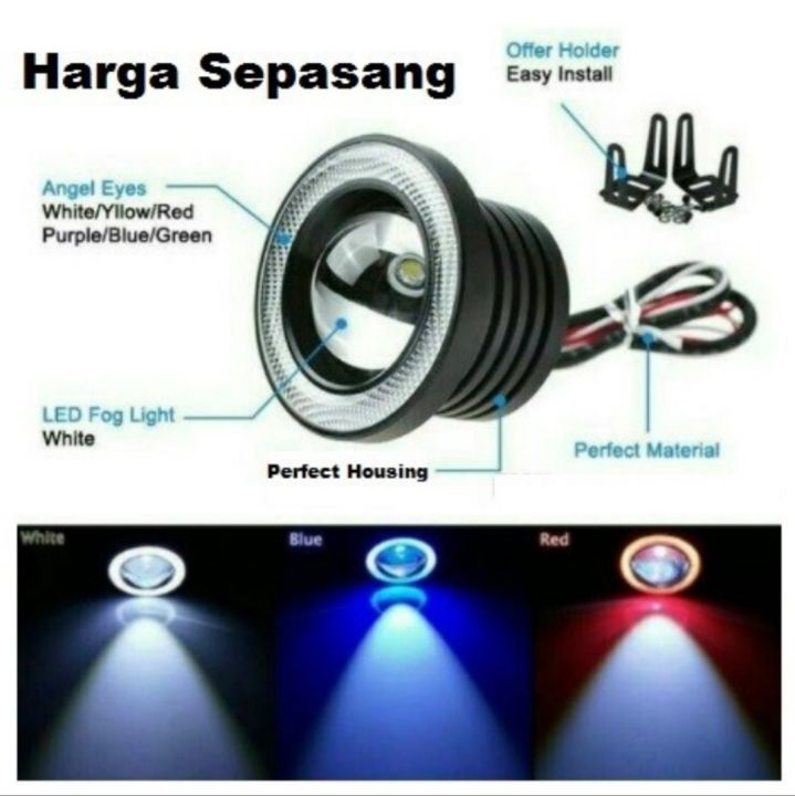 Lampu Kabut Foglamp LED 89mm 3.5 Inci 76mm 3 Inch Projector Angel Eyes ...
