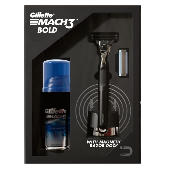 Gillette Mach3 Bold Gift Pack (Heavy, black, stylish Bold razor + 1 ...