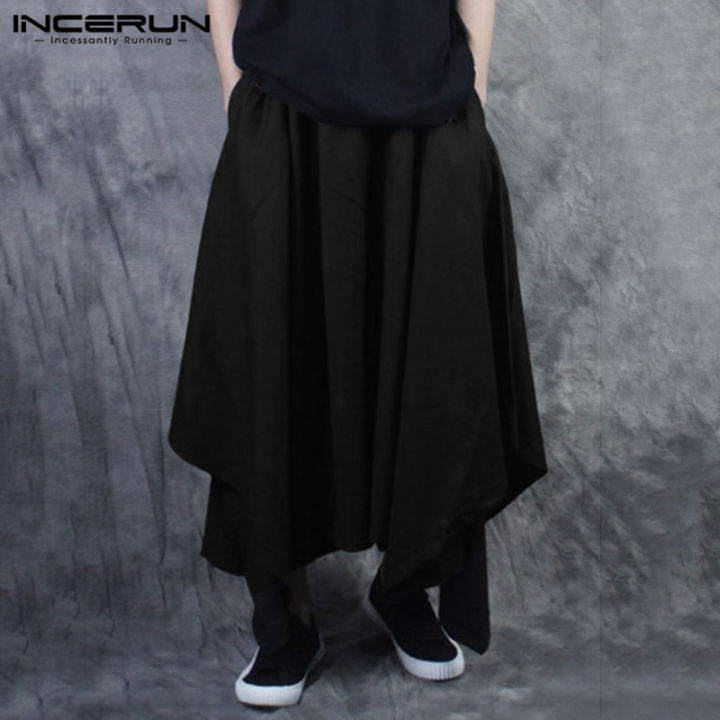 INCERUN Mens Japanese Retro Hakama Loose Baggy Trousers Hippy Wide Leg ...