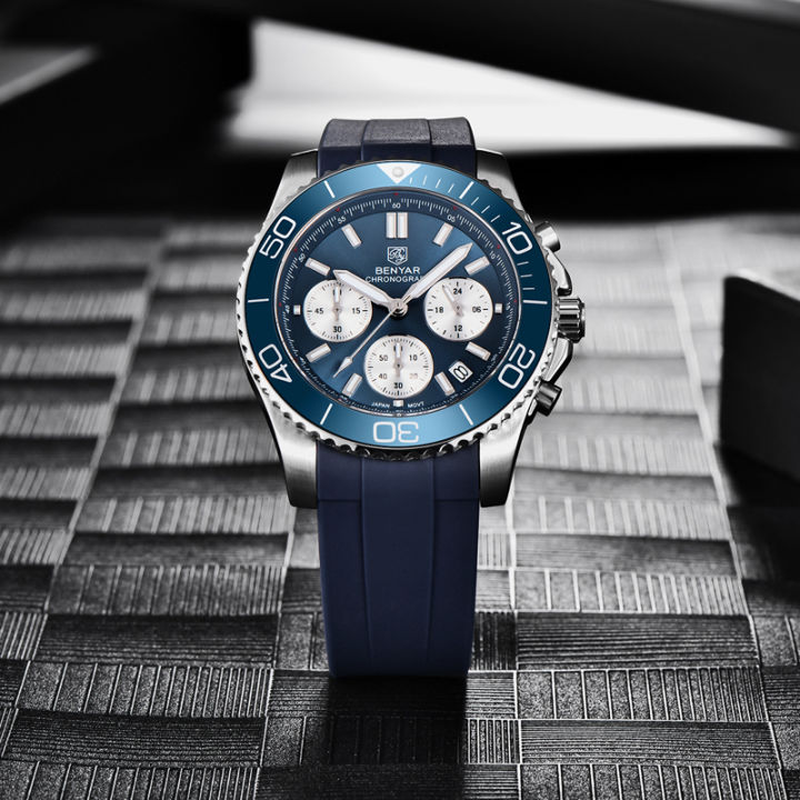 BENYAR 2024 New JAPAN VD53 Quartz Movement Men Watch Stainless Steel ...