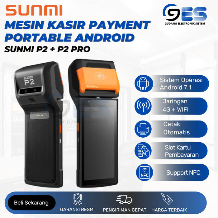 Mesin Kasir EDC Portable Android Sunmi P2 dan P2 PRO Support NFC Tempat Slot Card | Lazada Indonesia