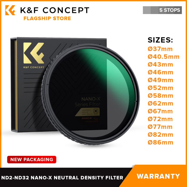 K&F Concept PH Official Nano-X ND2-ND32 Variable Fader ND Glass Filter NANO X 37mm-86mm | Lazada PH