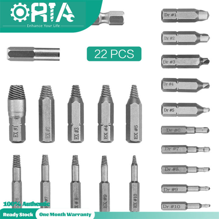 ORIA 22PCS Broken Screw Remover Set Damaged Screw Extractor Remover Kit ...