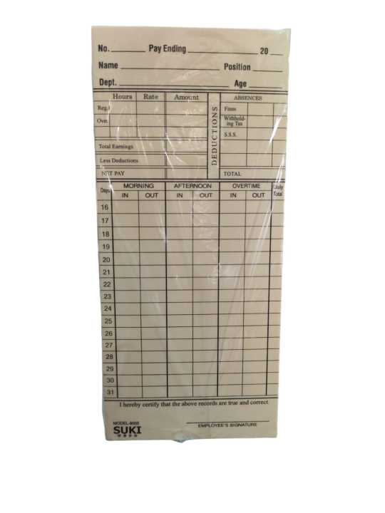 Time Card 100s Model 9000 Timecard | Lazada PH