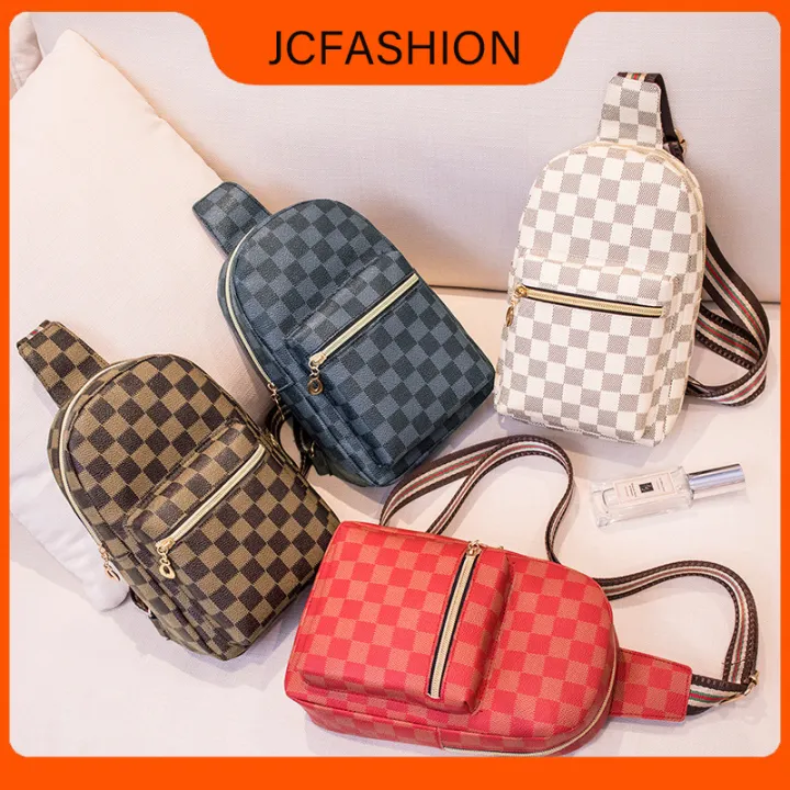 JC #714 Fashion lattice Chest Bag Wild Shoulder Bag men and women ...