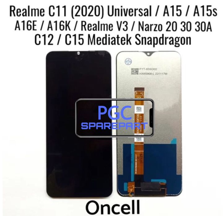 LCD Touchscreen Fullset Realme C11 / C12 / C15 / Narzo 20 / Narzo 30A / Q2i / Oppo A15 / A15s ...
