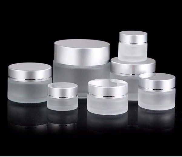 ReadyStock frosted Glass Jar Cream Jars Sliver/Gold Aluminium lid 10g 20g 30g 50g empty cosmetic ...
