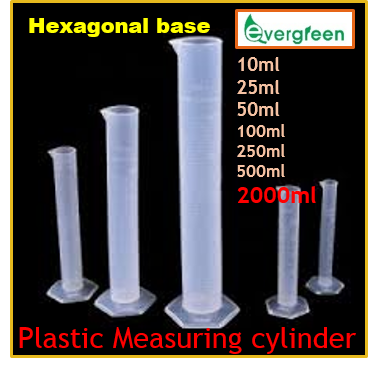 Plastic Measuring Cylinder, Hexagonal base, graduated, 2000ml for ...