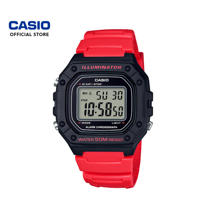 Casio (W-218H-4BVDF) Red Resin Strap 50 Meter Digital Watch | Lazada PH