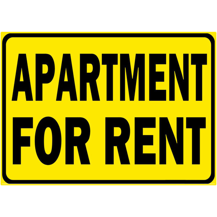 Apartment For Rent Yellow Laminated Signage Waterproof A4 Size