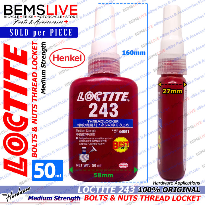 LOCTITE 243 The Original Thread Locking Adhesive 50ml Bolt & Nut Thread ...