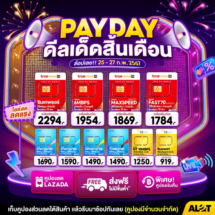 [ โปรเน็ต A Lot Tech ส่งฟรี ] ซิมเทพ simnet Simเทพ ทรู AIS ดีแทค 4G 5G ซิม ซิมเนต ซิมรายปี ...
