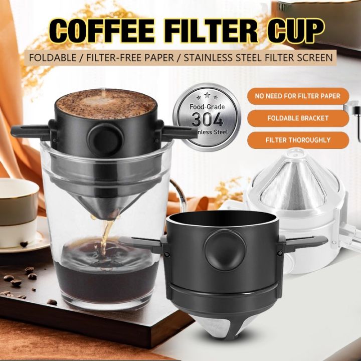 【COD】Foldable Coffee Filters Stainless Steel Drip Coffee Funnel Coffee ...