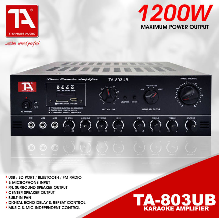 Titanium Audio TA 803UB Amplifier / Bluetooth, USB, SD Port / 1200W / TA 803UB | Lazada PH