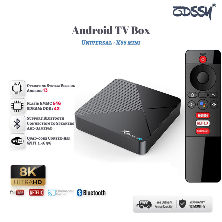 ZDSSY X88 Mini 13 กล่องทีวี Android กล่องสมาร์ททีวี RK3528 8K WIFI6 4G 64G BT เสียงรีโมทคอนโทรล ...