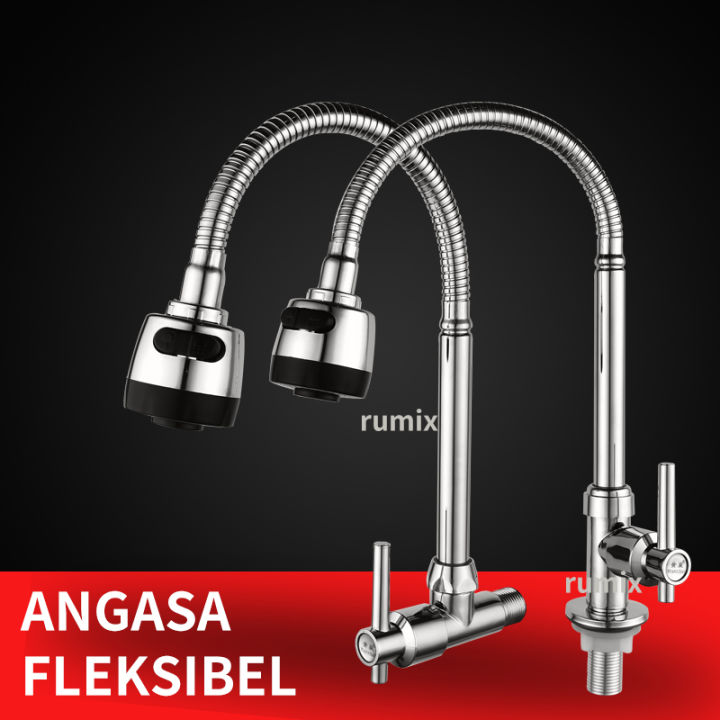 Kran Keran Air Angsa Fleksibel Tembok Sink Minimalis Premium Stainless ...