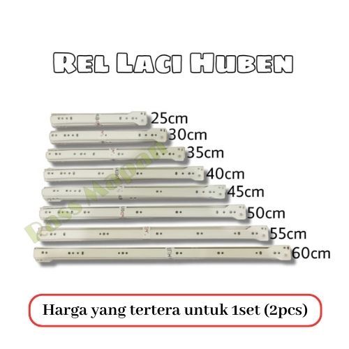 1 PASANG Rel Laci Furniture Elco Huben 25cm - 60cm 250 - 600mm Cabinet ...