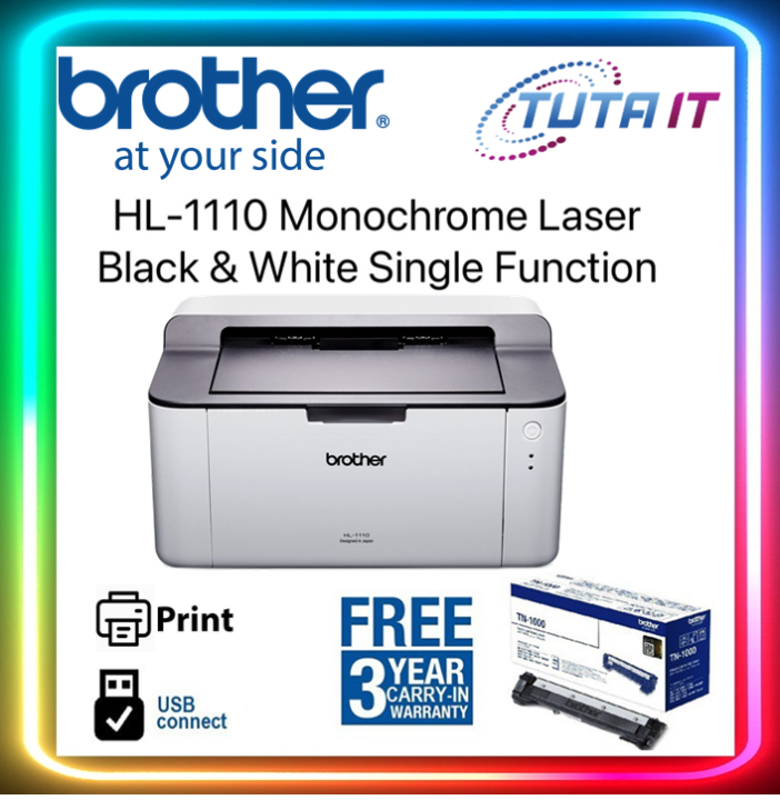 BROTHER HL-1110 Monochrome Laser Printer With Original TN-1000 Black Toner | Lazada