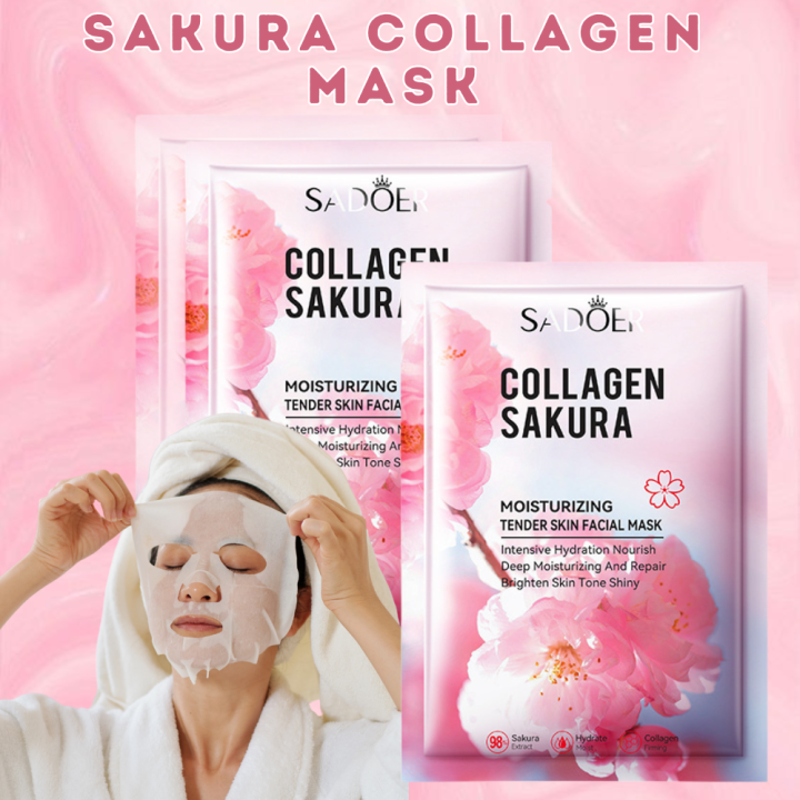 Sakura Sheet Mask Masker Jerawat Bunga Collagen Moisturising Tender ...