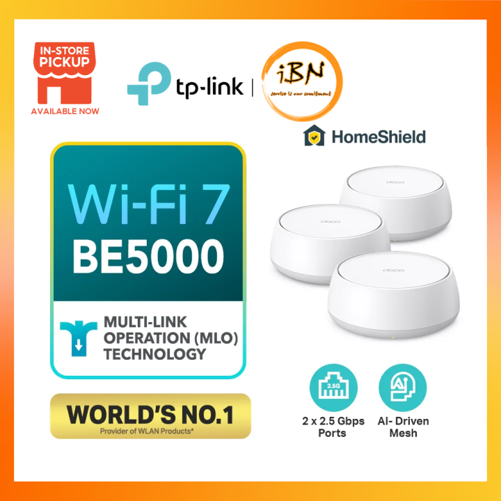 TP-Link BE5000 WiFi 7 Whole Home AI-Driven Mesh WiFi Router with Homeshield Deco BE25 (1 / 2 / 3 ...