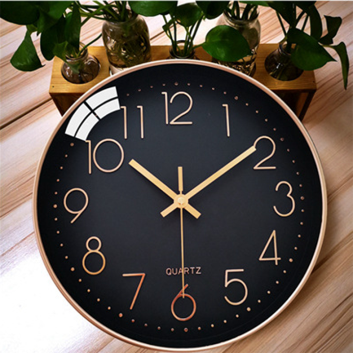 Quartz clock 12 inches modern minimalist living room numbers wall clock ...